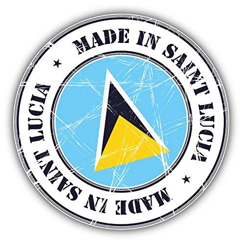 DG Graphics Made in Saint Lucia Grunge Flag Stamp Art Decor 5'' x 5'' Magnet Vinyl Magnetic Sheet for Lockers, Cars, Signs, Refrigerator