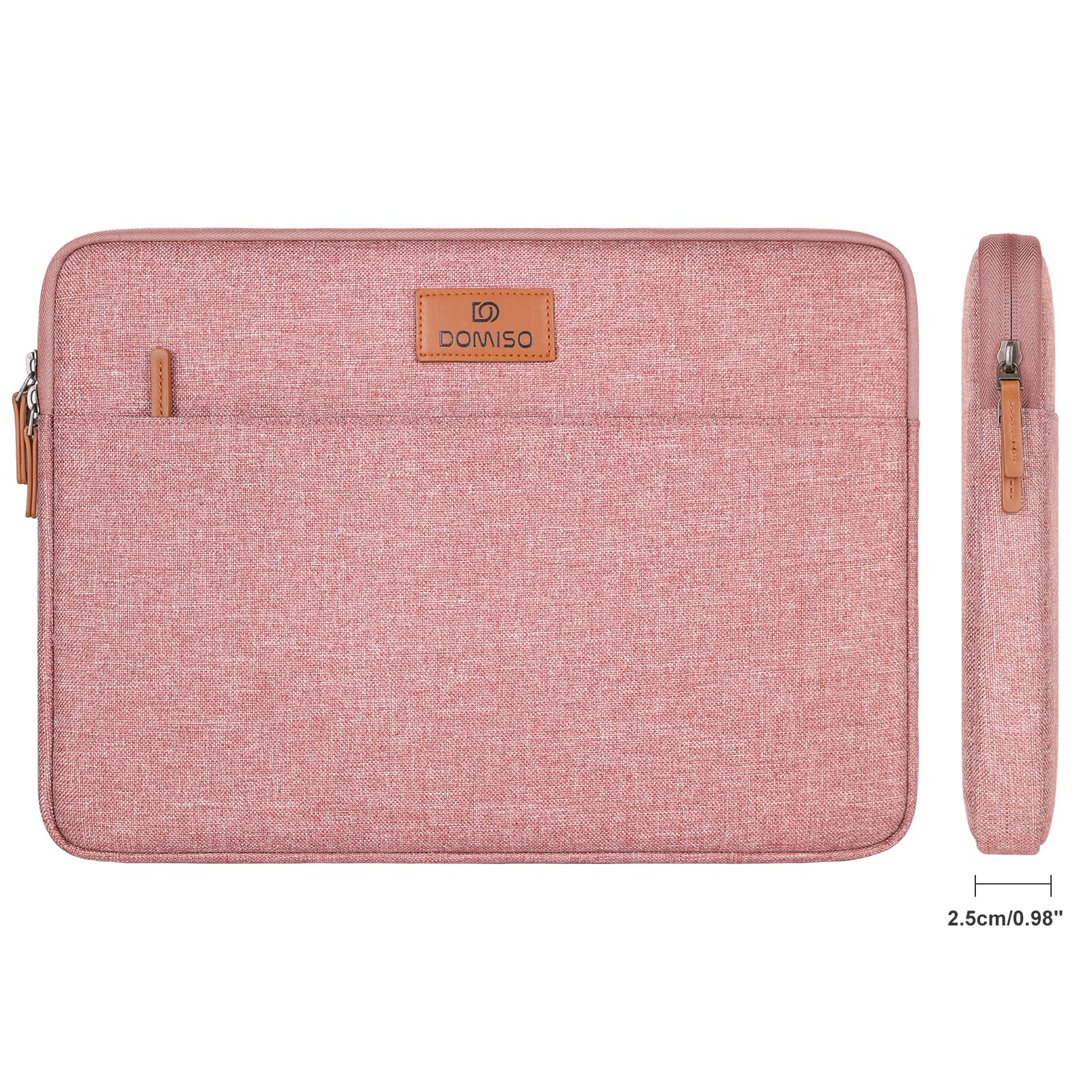 DOMISO 11 inch Water-Resistant Laptop Sleeve Case Protective Portable Carrying Bag for 12.3" Microsoft Surface Pro 6/11.6" MacBook Air/12.9" iPad Pro 2018/13" MacBook Pro Touch Bar, Pink