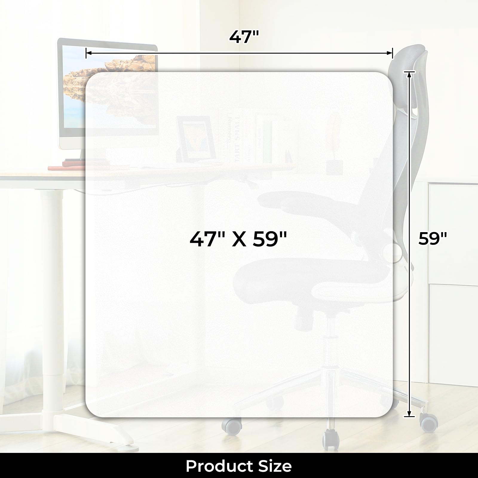 Chair Mat for Hard Wood Floors - Heavy Duty Floor Protector - Easy Clean (47''×59'')