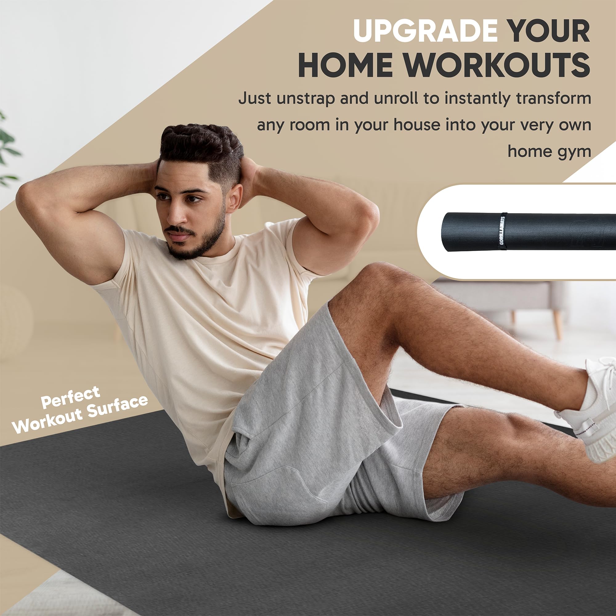 Premium Extra Large Exercise Mat - 8' x 4' x 1/4" Ultra Durable, Non-Slip, Workout Mats for Home Gym Flooring - Jump, Cardio, MMA Mat - Use With or Without Shoes (96" Long x 48" Wide x 6mm Thick)