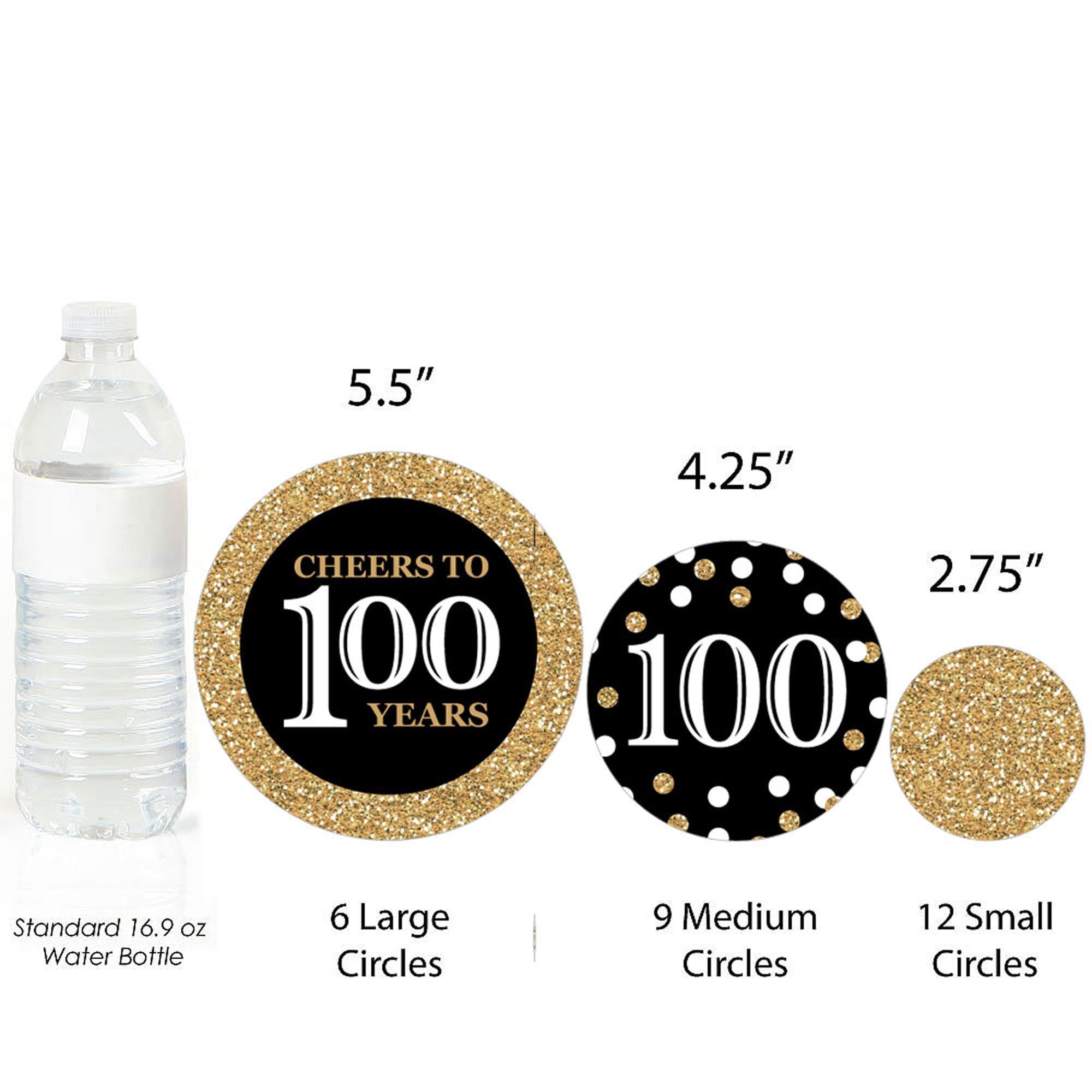 Big Dot of Happiness Adult 100th Birthday - Gold - Birthday Party Giant Circle Confetti - Party Decorations - Large Confetti 27 Count