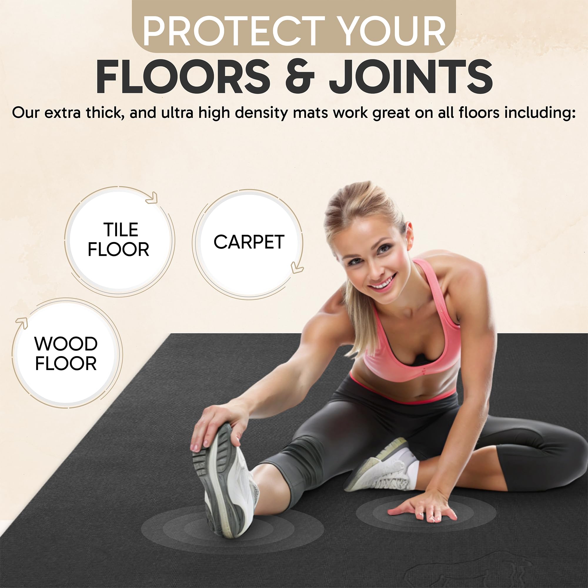 Premium Extra Large Exercise Mat - 8' x 4' x 1/4" Ultra Durable, Non-Slip, Workout Mats for Home Gym Flooring - Jump, Cardio, MMA Mat - Use With or Without Shoes (96" Long x 48" Wide x 6mm Thick)