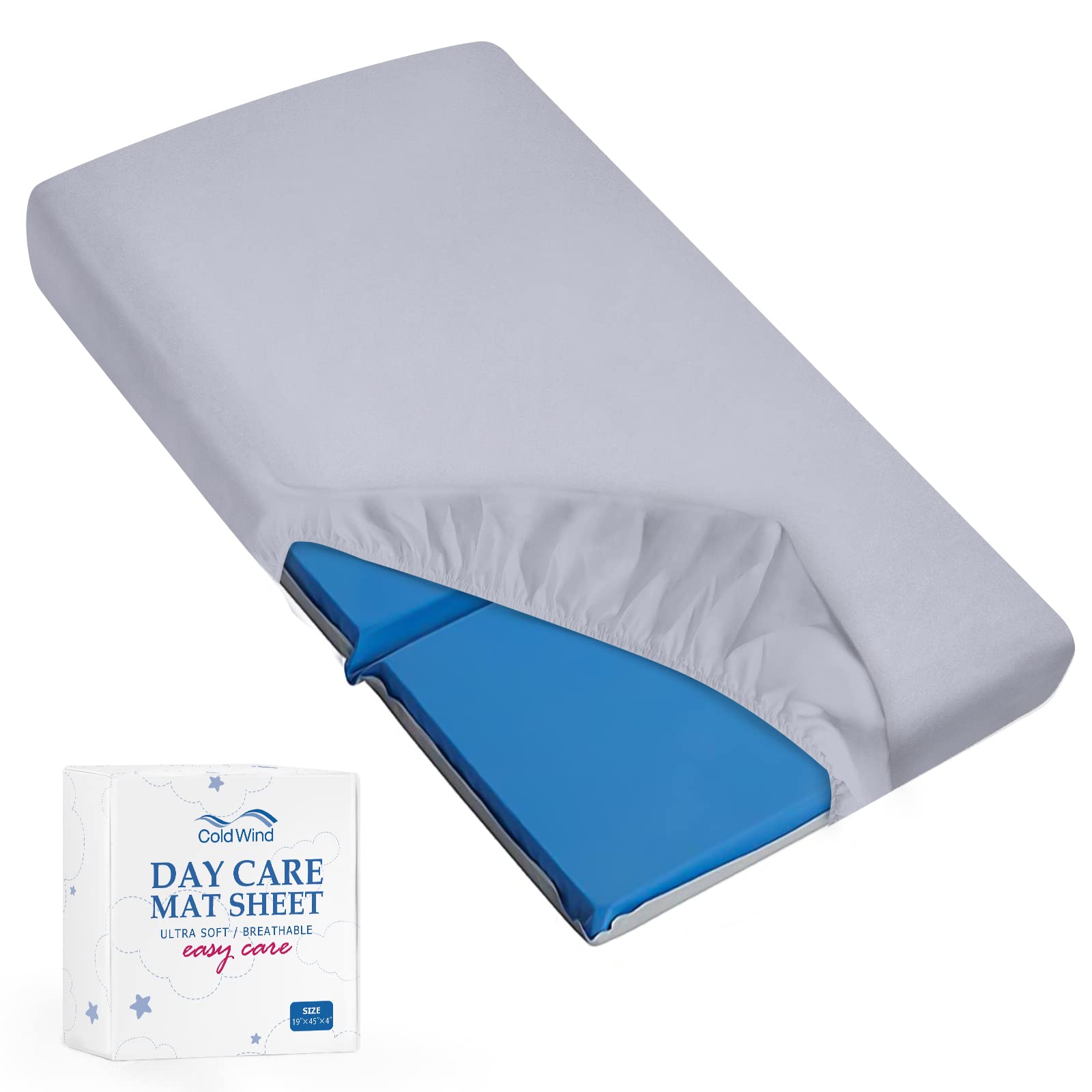 Nap Mat Cover 19" x 45" x 4" Fit for ECR4Kids Everyday Folding Rest Mat, Super Soft & Breathable Microfiber Baby Nap Mat Sheet for Preschool or Day Care, Boys and Girls, Gray