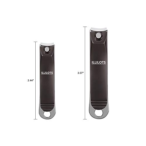 Nail Clippers Set with Build-in Nail File, Durable Sharp Fingernail Clipper and Toenail Clipper with Tin Case, Matte Gray