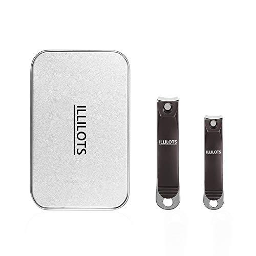 Nail Clippers Set with Build-in Nail File, Durable Sharp Fingernail Clipper and Toenail Clipper with Tin Case, Matte Gray