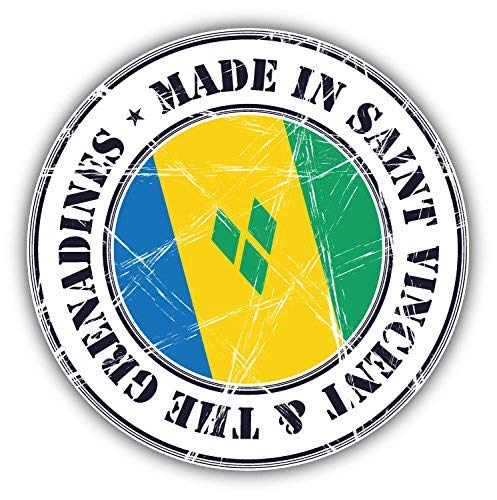 DG Graphics Made in Saint Vincent and The Grenadines Grunge Flag Stamp Art Decor 5'' x 5'' Magnet Vinyl Magnetic Sheet for Lockers, Cars, Signs, Refrigerator