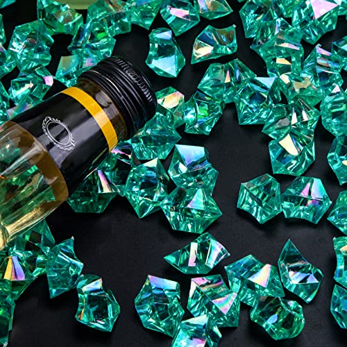 DomeStar Green Fake Crushed Ice Rocks, 180 PCS Fake Diamonds Plastic Gems Acrylic Clear Ice Rock Diamond Crystals for Vase Fillers Table Scatter Party Home Decoration Wedding Display