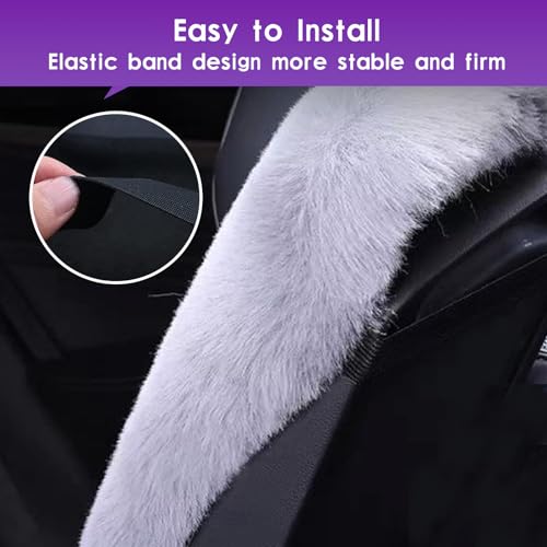 QODOLSI 1 PC Car Armrest Box Mat, 11.81" x 7.87" Soft Faux Rabbit Plush Center Console Elbow Pad, Elastic Back Mount Non-Slip Protective Cover, Product Compatible with Most Car Models (Purple)