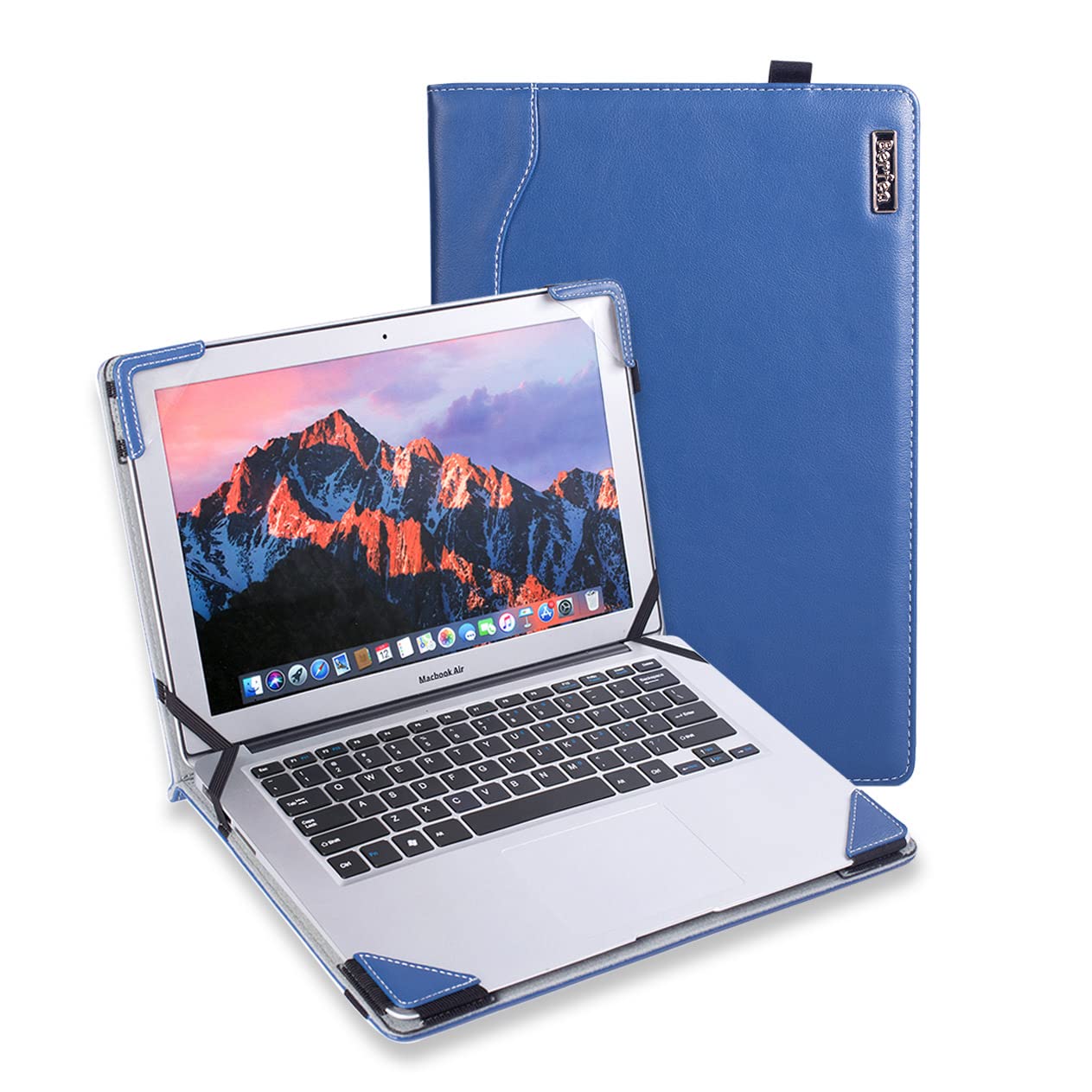 Berfea Laptop Sleeve Case Compatible with Lenovo Yoga S730/C640/C630/Yoga 6 13 AMD, 13.3 inch Protective Hard Shell, Blue with Pen Holder & Stand Function