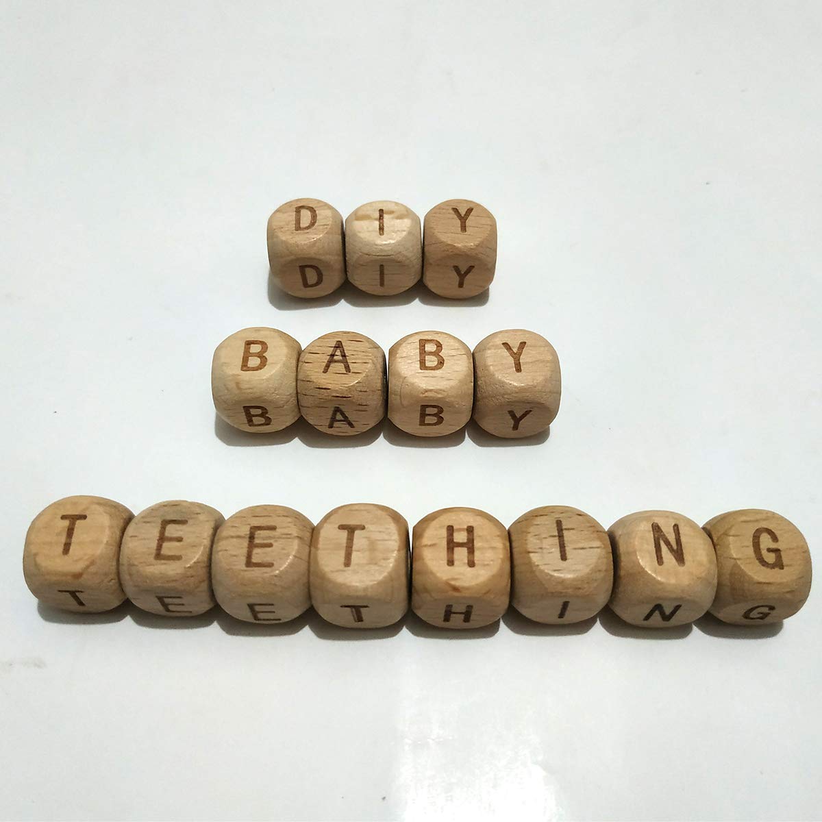 Arakierst 50pcs Wood Alphabet Letter Beads 12mm Square Beech Wooden Single Letter C Beads for Jewelry Making Name DIY Beading Necklace