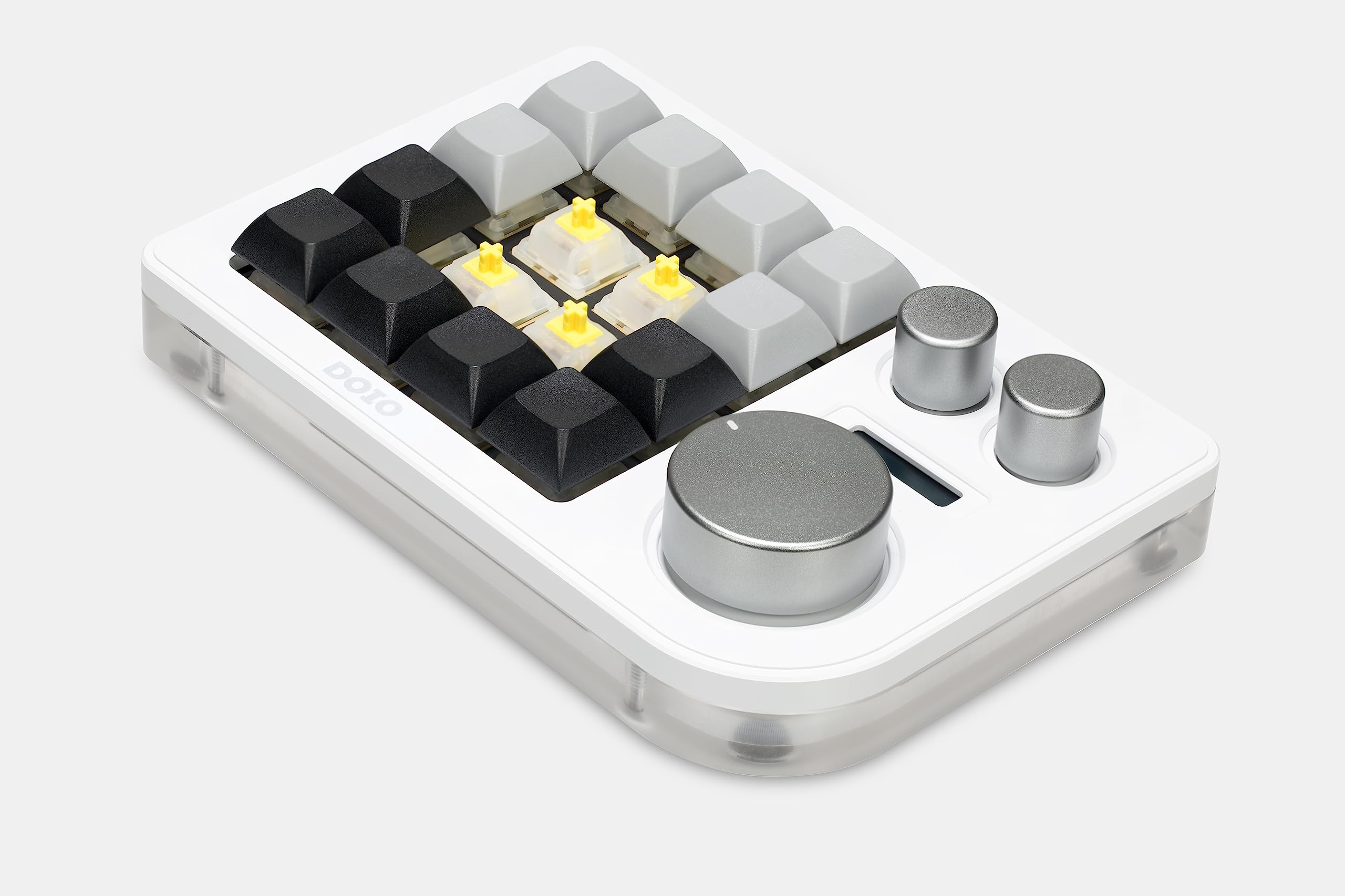 KEEBMONKEY Megalodon Triple Knob Macro Pad Programmable Designer Mini Keyboard 16 Keys (White)