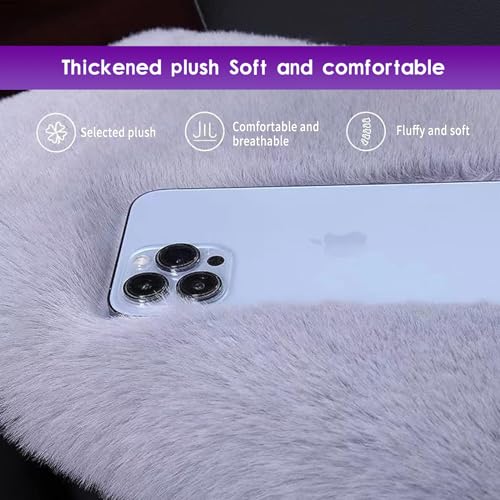 QODOLSI 1 PC Car Armrest Box Mat, 11.81" x 7.87" Soft Faux Rabbit Plush Center Console Elbow Pad, Elastic Back Mount Non-Slip Protective Cover, Product Compatible with Most Car Models (Purple)