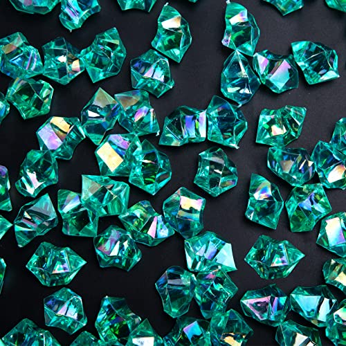 DomeStar Green Fake Crushed Ice Rocks, 180 PCS Fake Diamonds Plastic Gems Acrylic Clear Ice Rock Diamond Crystals for Vase Fillers Table Scatter Party Home Decoration Wedding Display