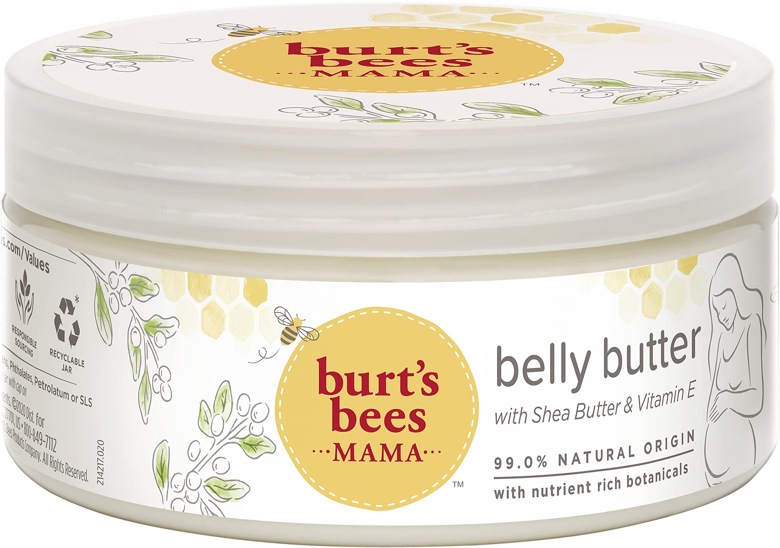 Burt's Bees Mama Belly Butter Skin Care, Pregnancy Lotion & Stretch Mark Cream, with Shea Butter and Vitamin E, 99% Natural, 6.5 Ounce