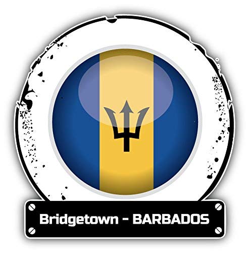 DG Graphics Bridgetown Barbados Glossy Flag Label Art Decor 5'' x 5'' Magnet Vinyl Magnetic Sheet for Lockers, Cars, Signs, Refrigerator