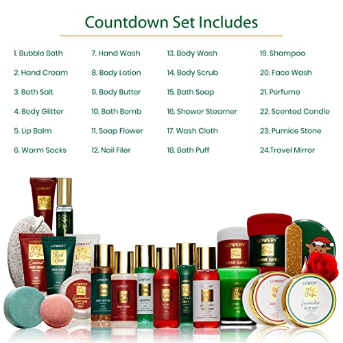 LOVERY 2022 Limited Edition Advent Calendar, Christmas Advent Calendar for Adults, for Women & Men, Stocking Stuffers Ideas, Beauty & Spa Advent Set, Countdown Calendar, 24pc Bath & Body Care
