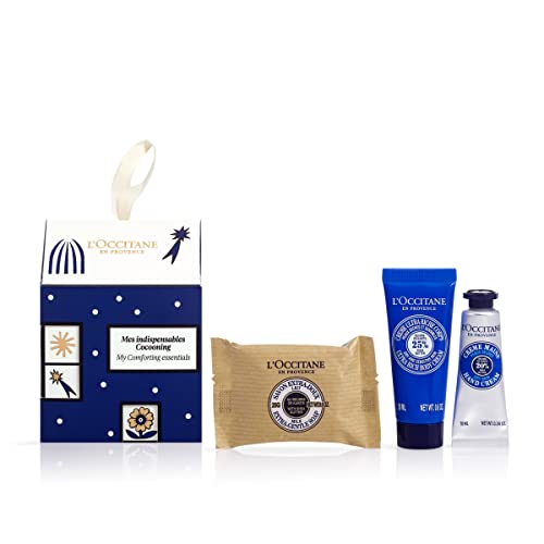 L'Occitane Shea Holiday Ornament 3 Piece Gift Set, Including Shea Butter Hand Cream 0.34 Oz, Shea Butter Ultra Rich Body Cream 0.6 Oz, and Shea Butter extra gentle Soap 0.8 Oz