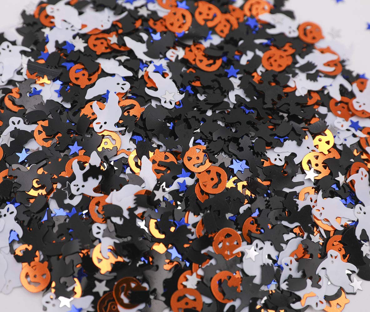 Ucity Halloween Party Confetti Glitter Pumpkins Bats Witches Ghost Star Metallic Sequins Table Scatter for Halloween Table Decorations