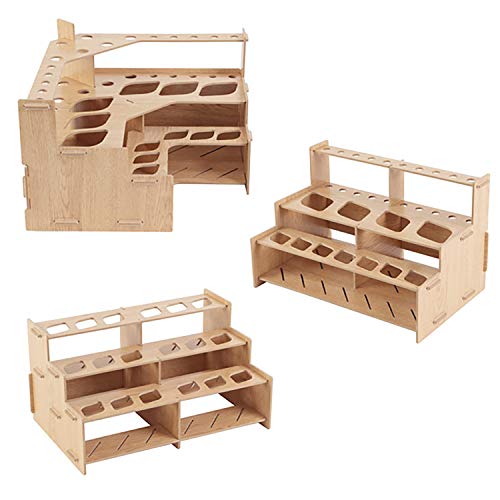 Mezzo Artist Paint and Brush Rack - Wood Grain Laminate Multi Layer Desk Stand Professional Storage Display Organizer for Paintbrushes and Paint Tubes - Mezzo Artist Paint and Brush Full Rack