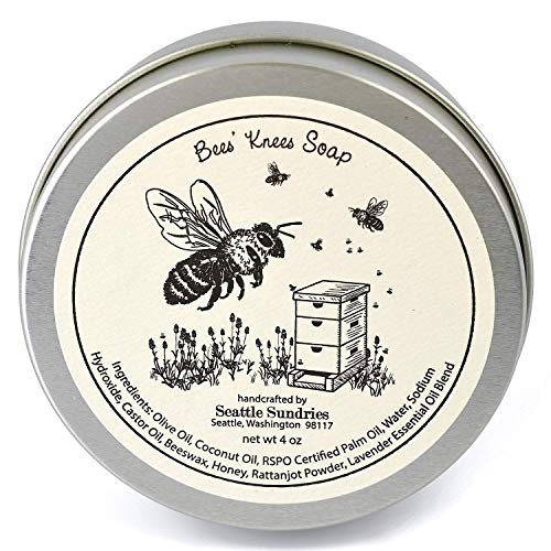 Seattle Sundries | Lavender Soap Bar for Women & Men - All Natural Handmade Bar Soap with Honey in a Low Waste Travel Tin - Stocking Stuffer Idea for Her