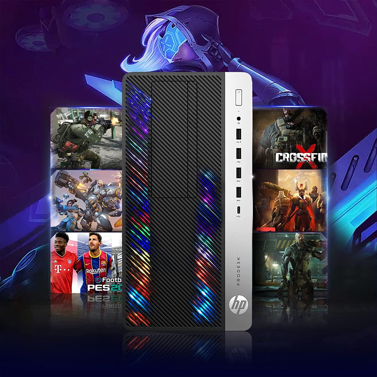 HP RGB Gaming Desktop PC, AMD Ryzen 5 Pro 2400G 3.6G, 16GB RAM, Radeon RX 550 4G GDDR5, 256G SSD + 3TB, WiFi & Bluetooth 5.0, RGB Keyboard & Mouse, Win 10 Pro (Renewed)