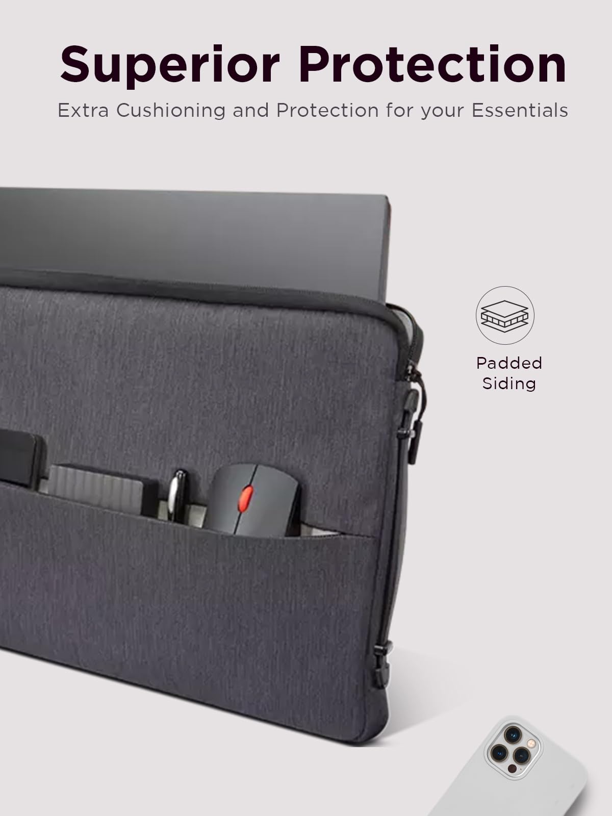 Lenovo Urban Laptop Sleeve 15.6 Inch for Laptop/ Notebook/Tablet Compatible with MacBook Air/Pro Water Resistant - Charcoal Grey