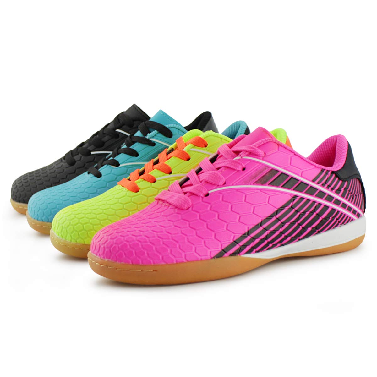 Hawkwell Kids Athletic Indoor Comfortable Soccer Shoes(Toddler/Little Kid/Big Kid), Pink PU, 3.5 M US