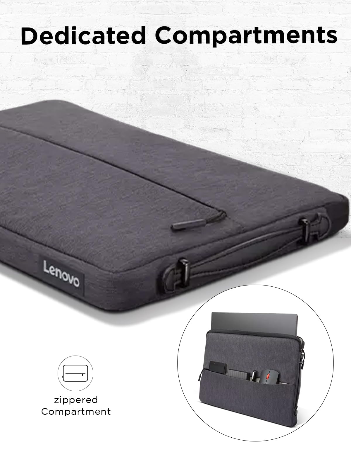 Lenovo Urban Laptop Sleeve 15.6 Inch for Laptop/ Notebook/Tablet Compatible with MacBook Air/Pro Water Resistant - Charcoal Grey