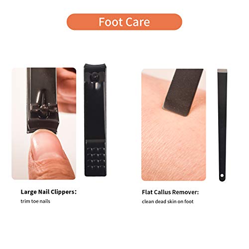 Tirdkid Gift for Man/Woman Nail Clipper Set, Manicure Set,fingernail clippers kit, Sharp Black Stainless Steel Pedicure and Manicure kit with PU Leather Case(Brown 12 In 1)