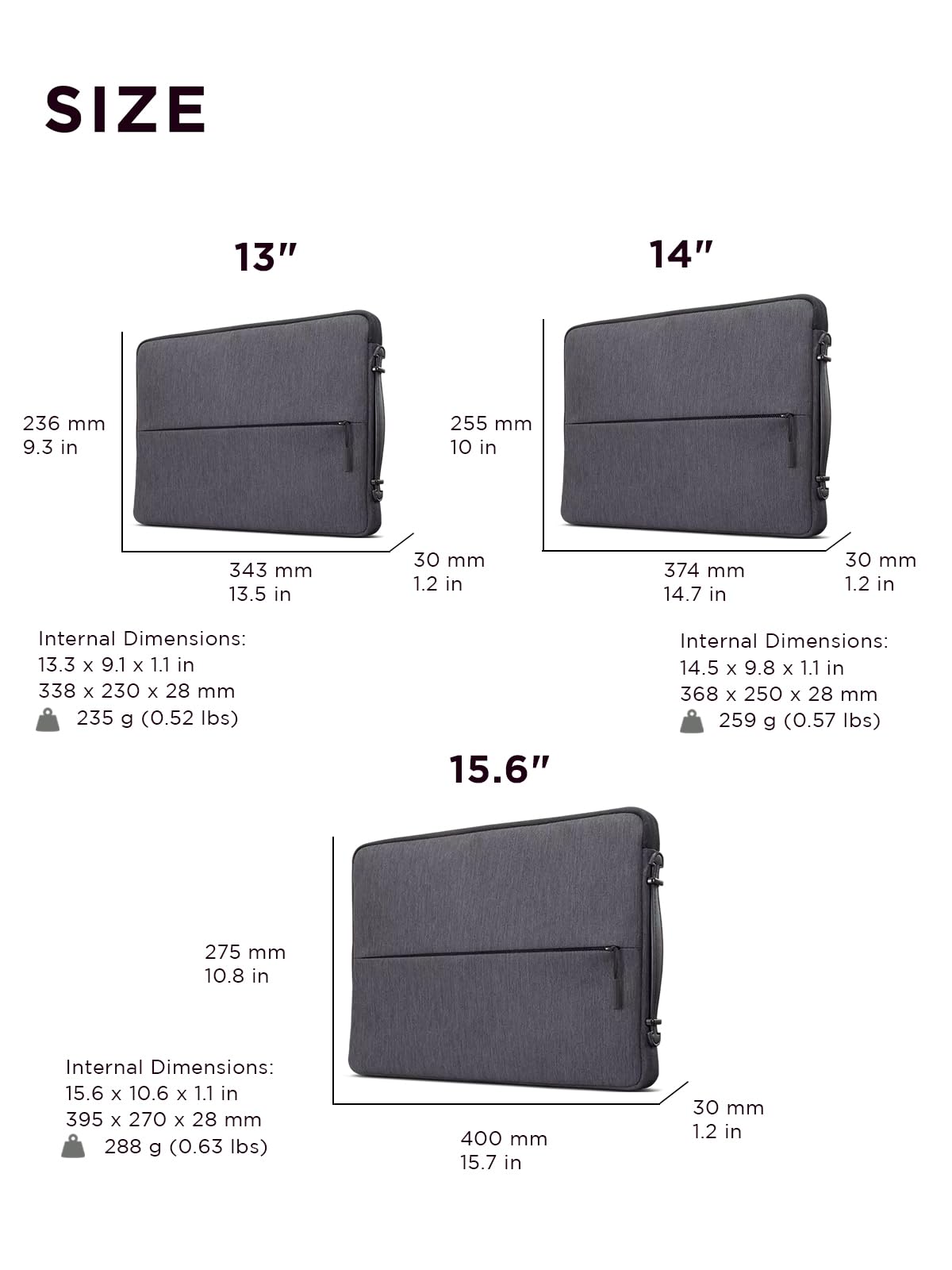 Lenovo Urban Laptop Sleeve 15.6 Inch for Laptop/ Notebook/Tablet Compatible with MacBook Air/Pro Water Resistant - Charcoal Grey
