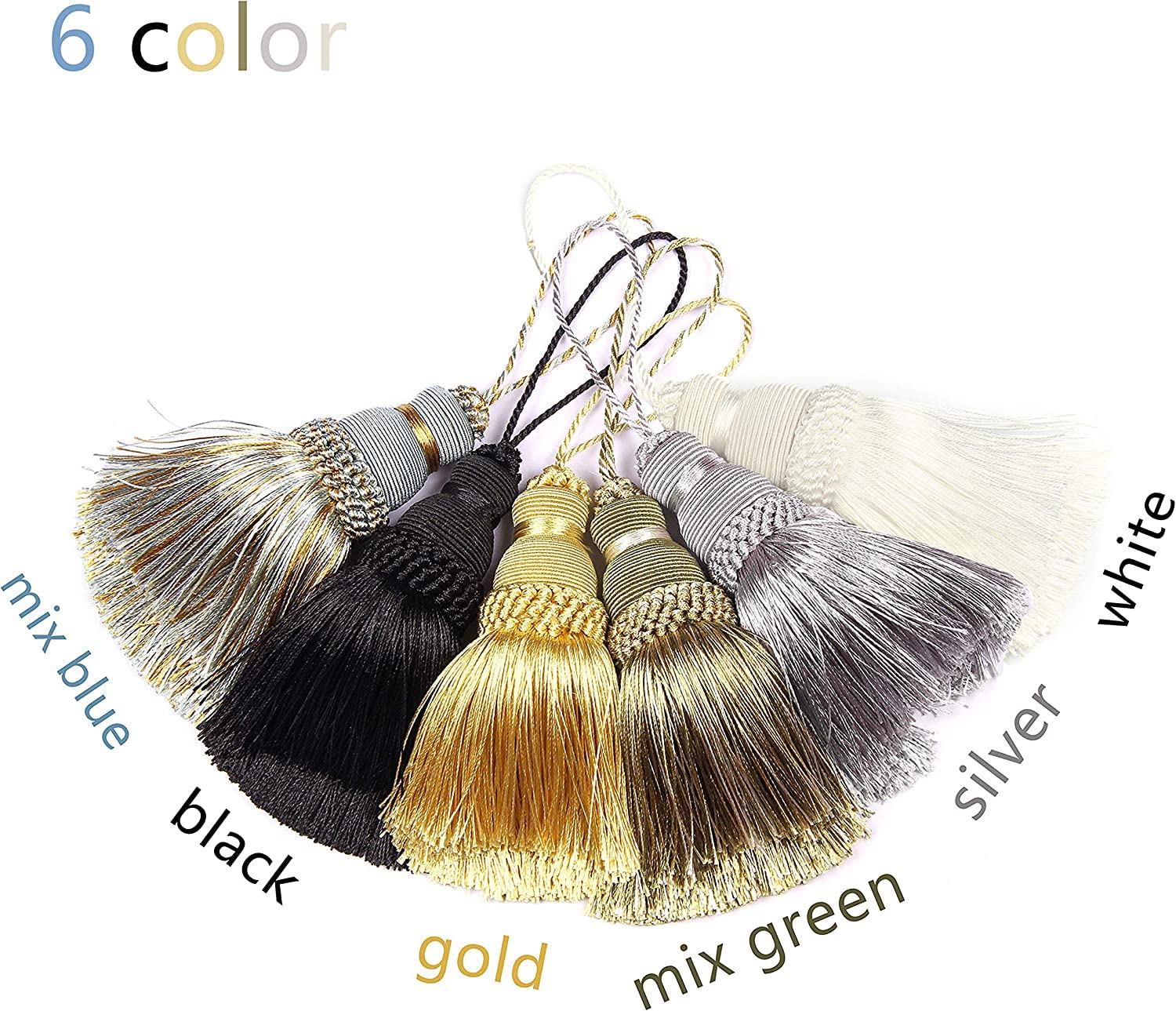 BEL AVENIR Gold Tassels Key Tassel with Loops Handmade Craft Charms DIY Accessories Elegant Soft Making Curtain Home Decoration (Gold, 2 pcs)