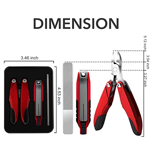Omind Toe Nail Clippers, 3 IN 1 Adult Ultra Thin Portable Nail Clipper Set, Ingrown Toenail Clippers for Senior Men & Women