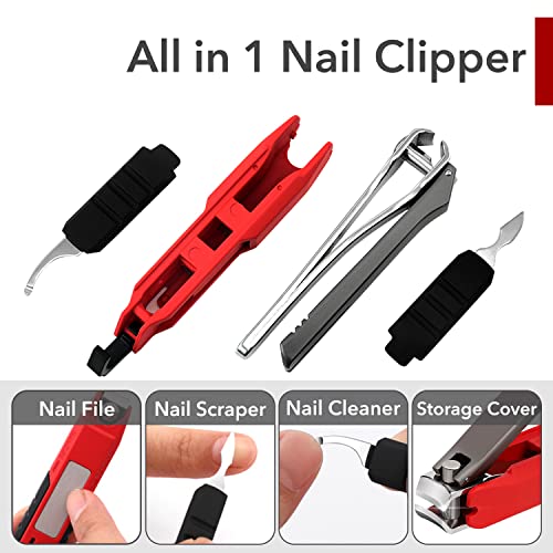 Omind Toe Nail Clippers, 3 IN 1 Adult Ultra Thin Portable Nail Clipper Set, Ingrown Toenail Clippers for Senior Men & Women