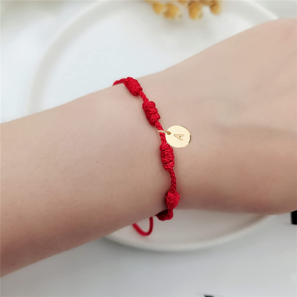 Letter C Bracelet Lucky Braided 7 Knot Coin Letter Custom Name Initial Charm Bracelet for Women Men Fate Gift Jewelry Amulet