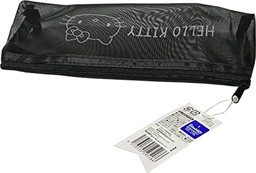Sanrio Hello Kitty Accessories Cosmetic Mesh Nylon Polyester Pencil Case Bag Pouch Zipper Case Bag with Gusset 21×6×3.5cm Stationary (Simple)
