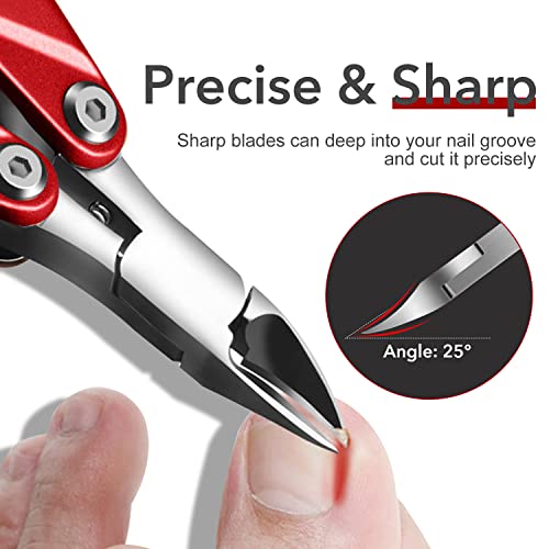 Omind Toe Nail Clippers, 3 IN 1 Adult Ultra Thin Portable Nail Clipper Set, Ingrown Toenail Clippers for Senior Men & Women