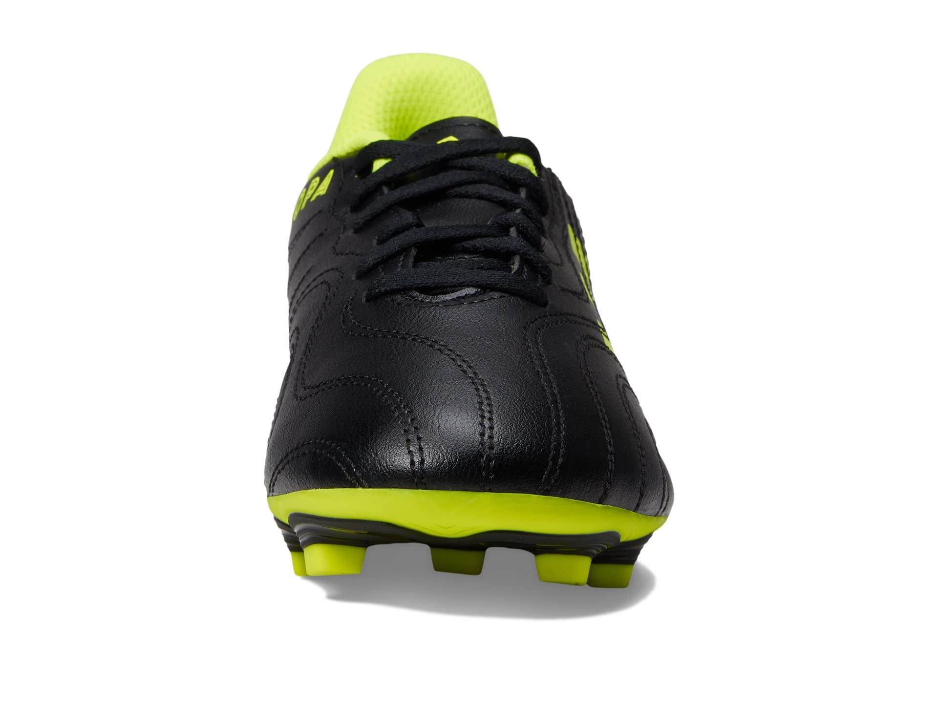 adidas Copa Sense.4 Flexible Ground Soccer Shoe, Black/Team Solar Yellow/Bright Cyan, 5.5 US Unisex Big Kid