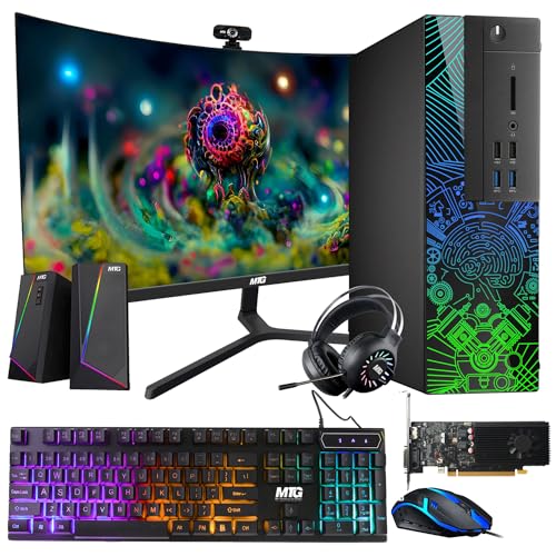 Lumos 8 Gaming Desktop PC, Intel Core i5 6th Gen, GT 1030 2GB DDR5, 16GB RAM, 256GB SSD + 2TB HDD, MTG 24 Inch Curved Gaming Monitor, RGB Kit, Win 10 Pro (Renewed)