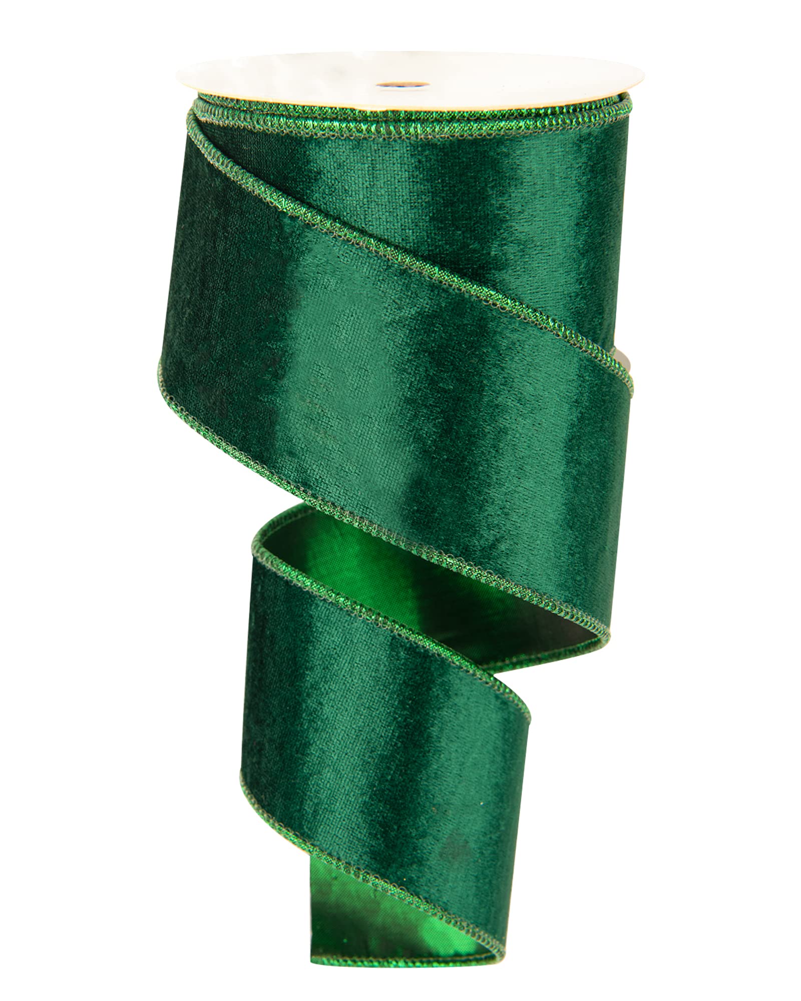 2.5Inch X 10 Yards Christmas Velvet Ribbon,2.5" Wide Wired Ribbon for Christmas Crafts Decoration, Wrapping Crafts (Green)