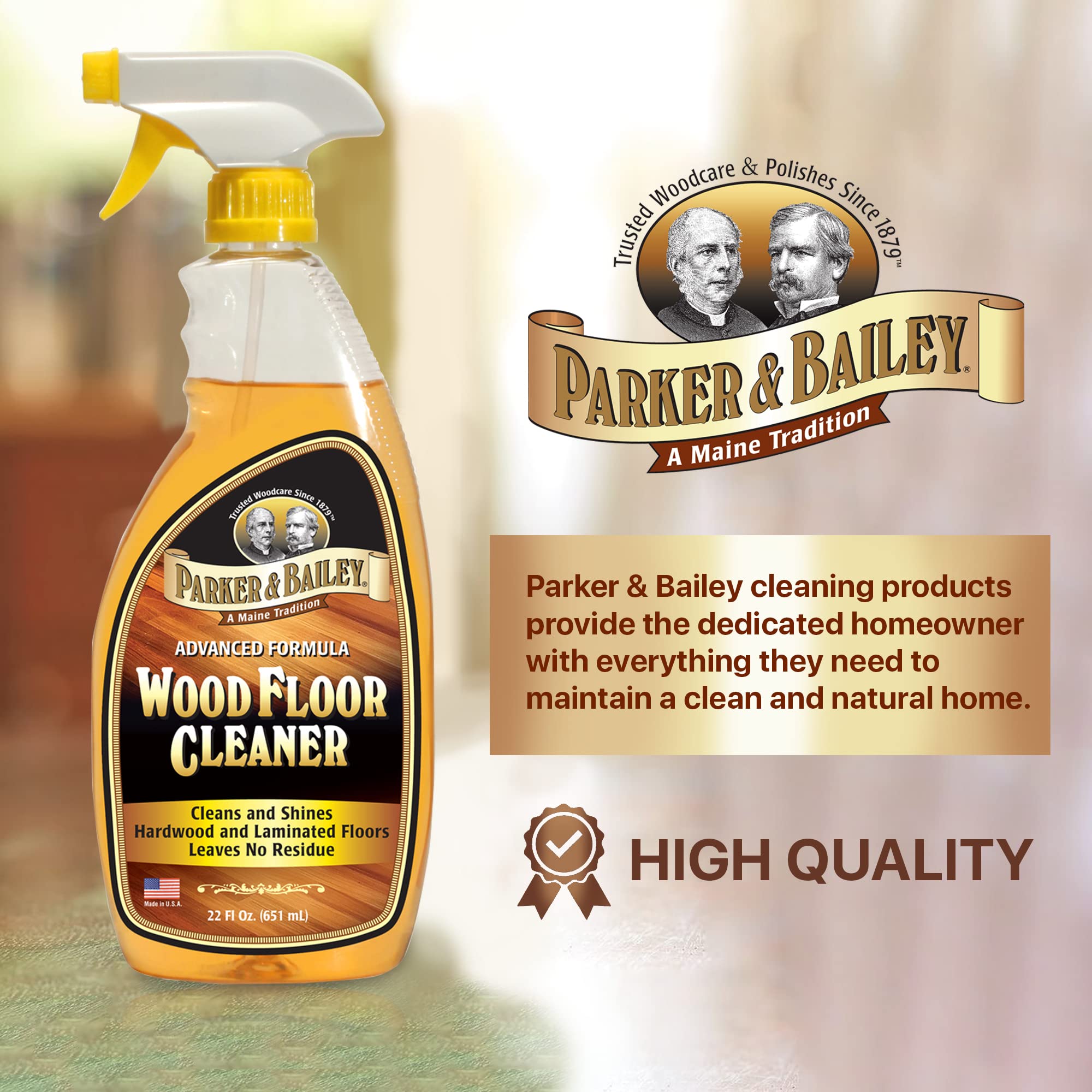 Parker & Bailey Wood Floor Cleaner β Use on Hardwood, Laminated or Faux Finished Floors. Shine Restorer Protector, Surface Cleaner Supplies Home Improvement, Natural Look, Cuts Grease 22 Oz