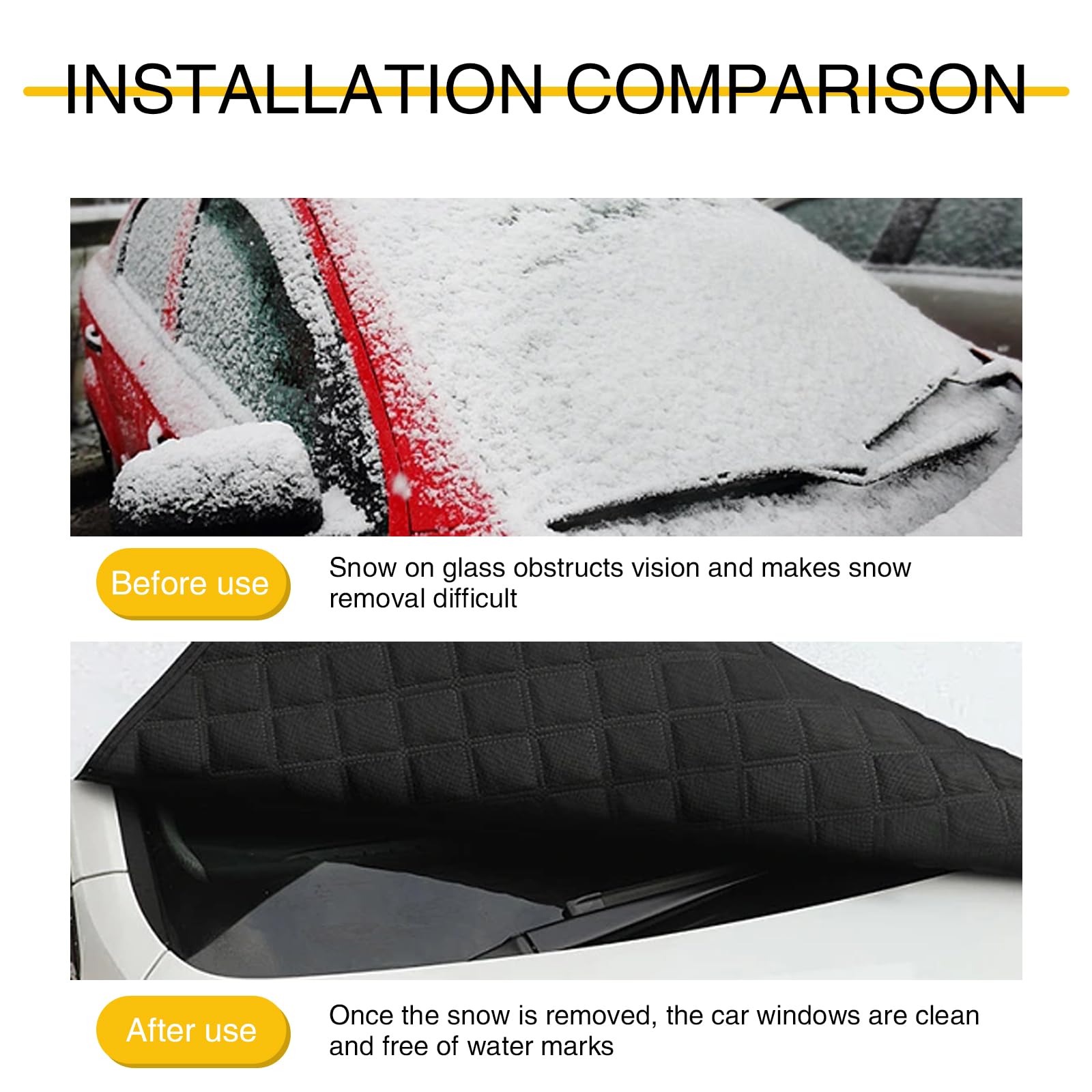 Dewkou 1 PC Car Windshield Sunshade, 61.8" x 49.6" Thickened Ice and Snow Frost Protection Cover, Anti-UV Insulation with Rearview Mirror Safety Glow Strip, Universal Accessories for Cars (Silver)