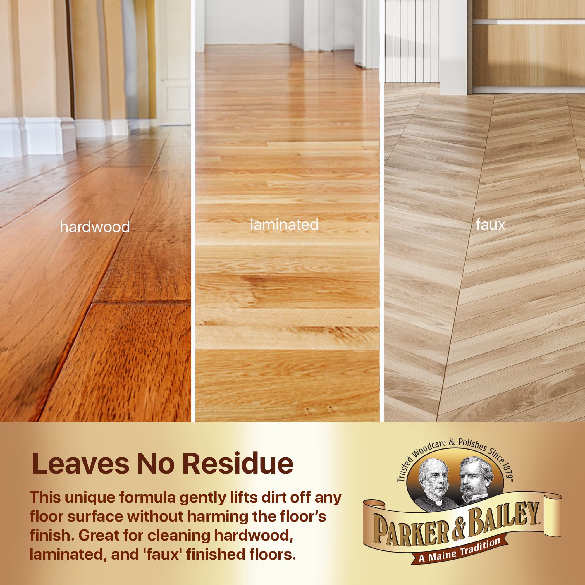 Parker & Bailey Wood Floor Cleaner β Use on Hardwood, Laminated or Faux Finished Floors. Shine Restorer Protector, Surface Cleaner Supplies Home Improvement, Natural Look, Cuts Grease 22 Oz
