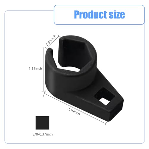 ZBGUN 1 PC Side Cutout Oxygen Sensor Sleeve, 3/8 European Standard Square Slotted Design Offset Oxygen Sensor Socket, Car Disassembly Assembly Wrench, Compatible with Many Types of Vehicles (Black)