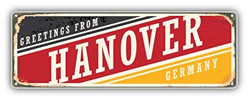 DG Graphics Hanover Retro Travel Tin Sign Art Decor 6'' x 2'' Magnet Vinyl Magnetic Sheet for Lockers, Cars, Signs, Refrigerator