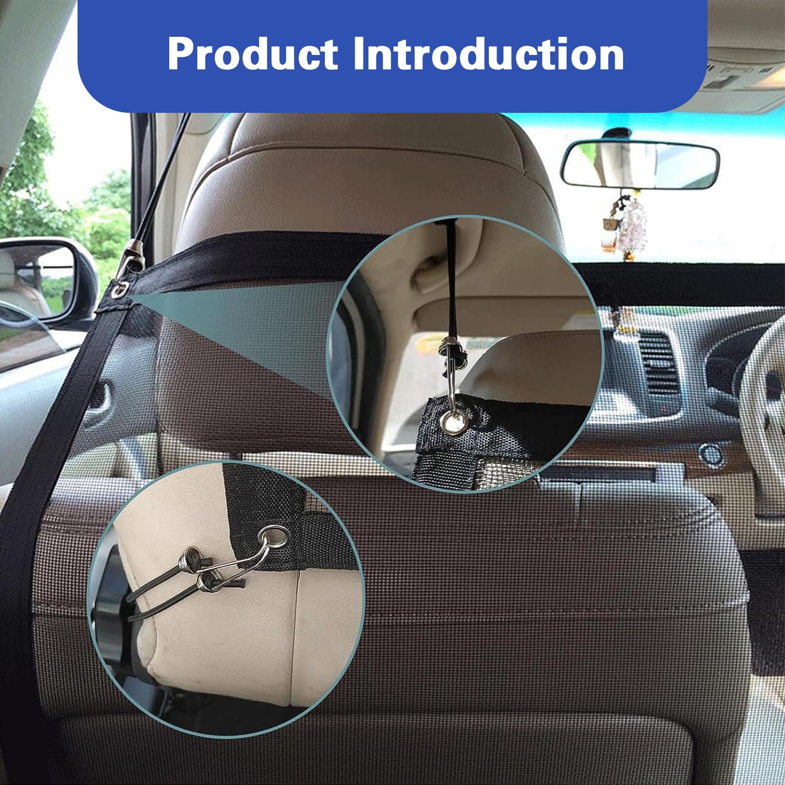 gunhunt Pack-1 Car Pet Protection Net, Car Divider Net, Pet Net Barrier, Backseat Safety Guardrail, Obstacle Isolation Net, Car Interior Products, for Most Cars, Trucks and Vans (Black)