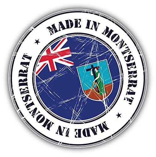 DG Graphics Made in Montserrat Grunge Flag Stamp Art Decor 5'' x 5'' Magnet Vinyl Magnetic Sheet for Lockers, Cars, Signs, Refrigerator