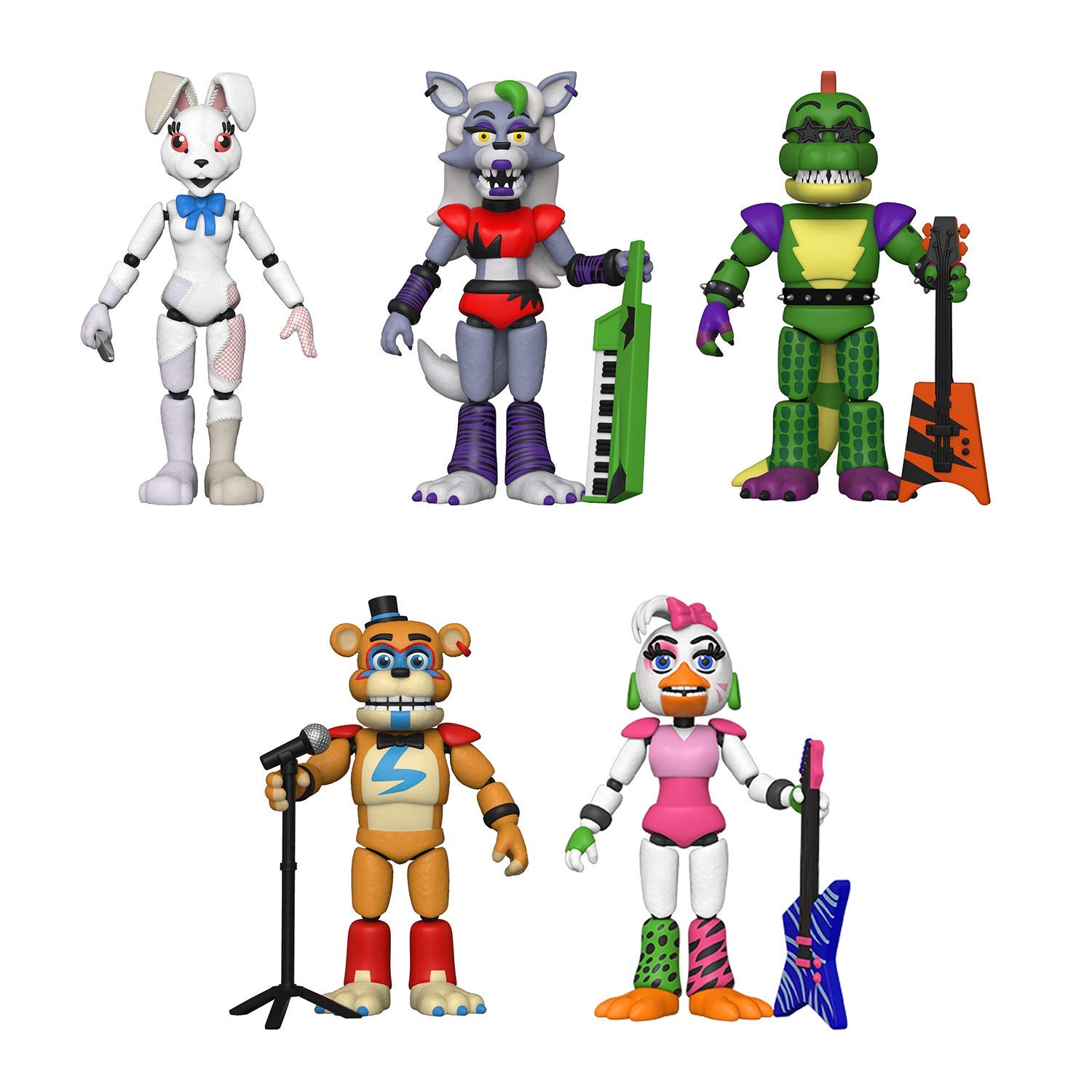 Funko Action Figures! Set of 5 - Five Nights at Freddy's - Security Breach - Pizzaplex - Glamrock Chica, Glamrock Freddy, Montgomery Gator, Roxanne Wolf and Vanny