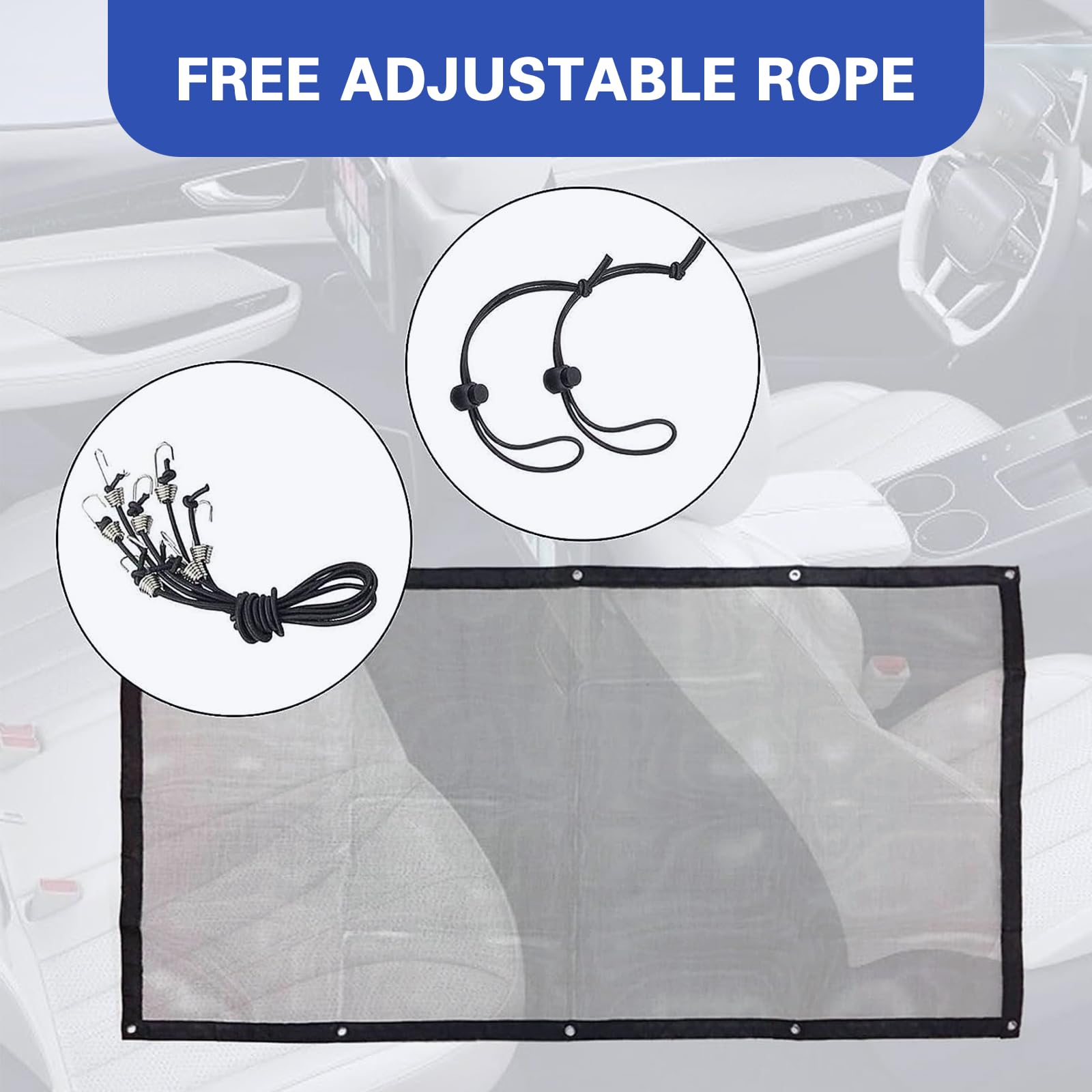 gunhunt Pack-1 Car Pet Protection Net, Car Divider Net, Pet Net Barrier, Backseat Safety Guardrail, Obstacle Isolation Net, Car Interior Products, for Most Cars, Trucks and Vans (Black)