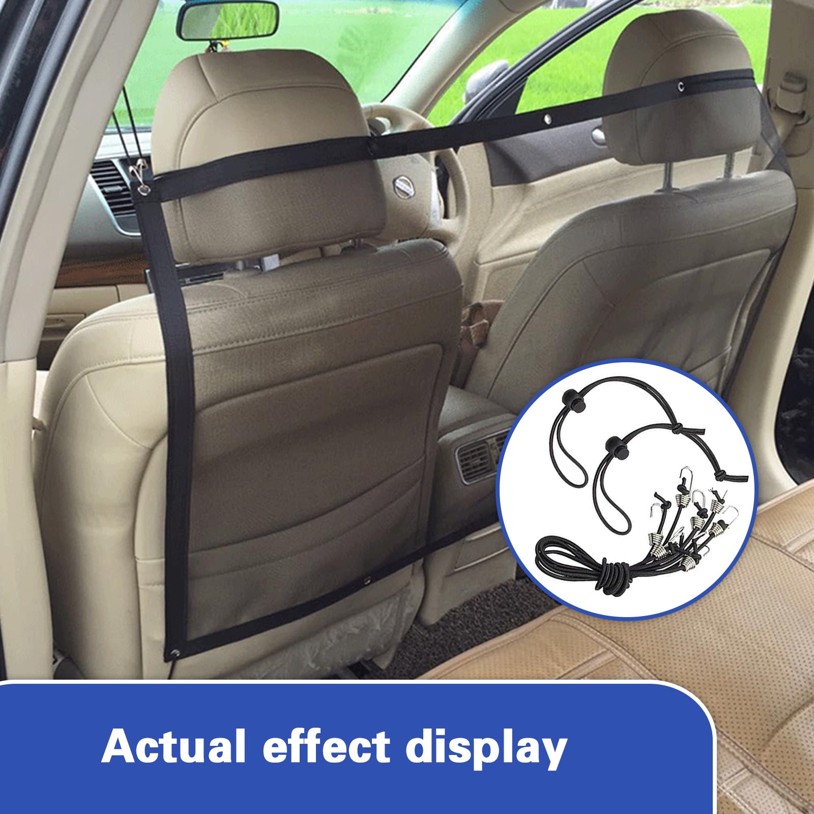 gunhunt Pack-1 Car Pet Protection Net, Car Divider Net, Pet Net Barrier, Backseat Safety Guardrail, Obstacle Isolation Net, Car Interior Products, for Most Cars, Trucks and Vans (Black)