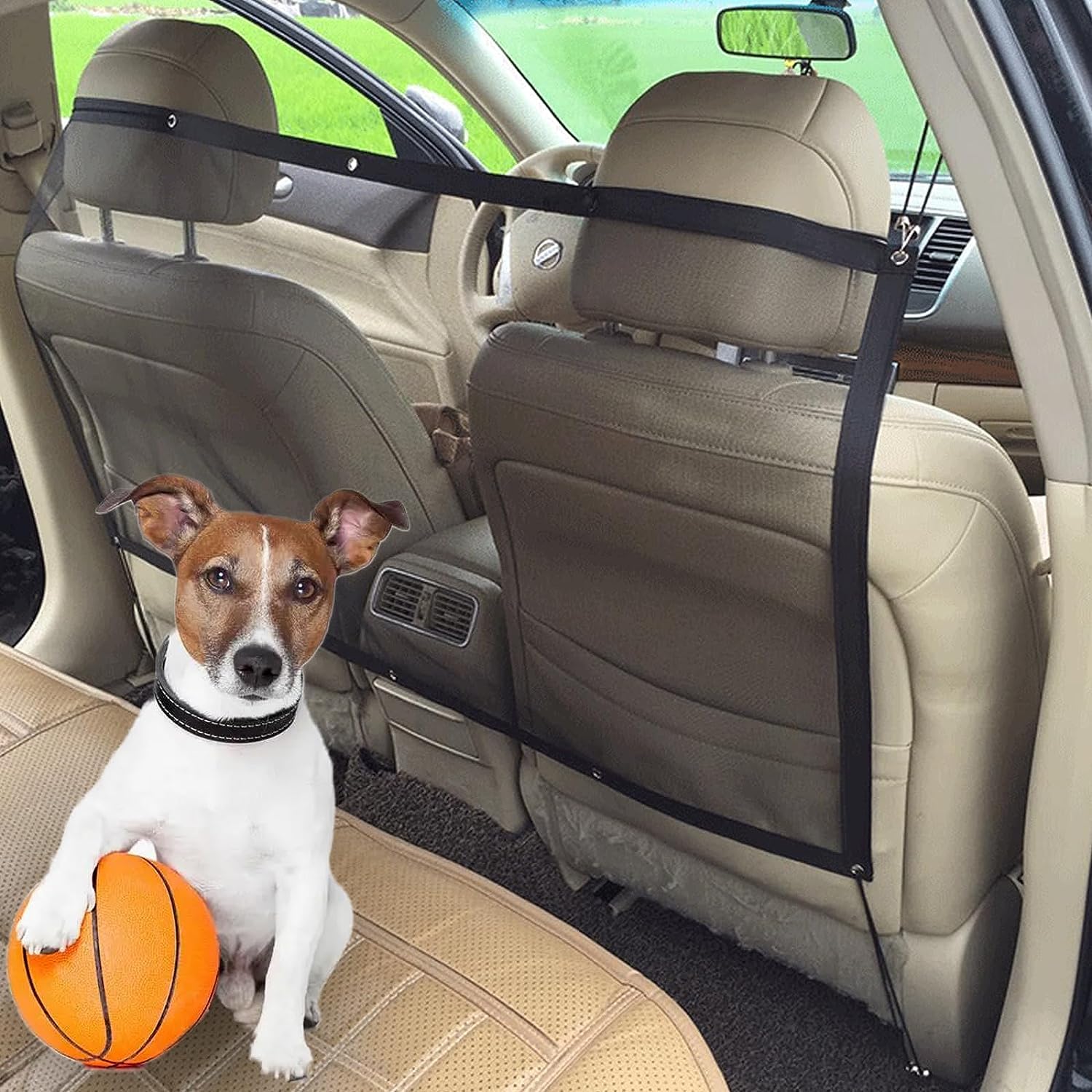 gunhunt Pack-1 Car Pet Protection Net, Car Divider Net, Pet Net Barrier, Backseat Safety Guardrail, Obstacle Isolation Net, Car Interior Products, for Most Cars, Trucks and Vans (Black)